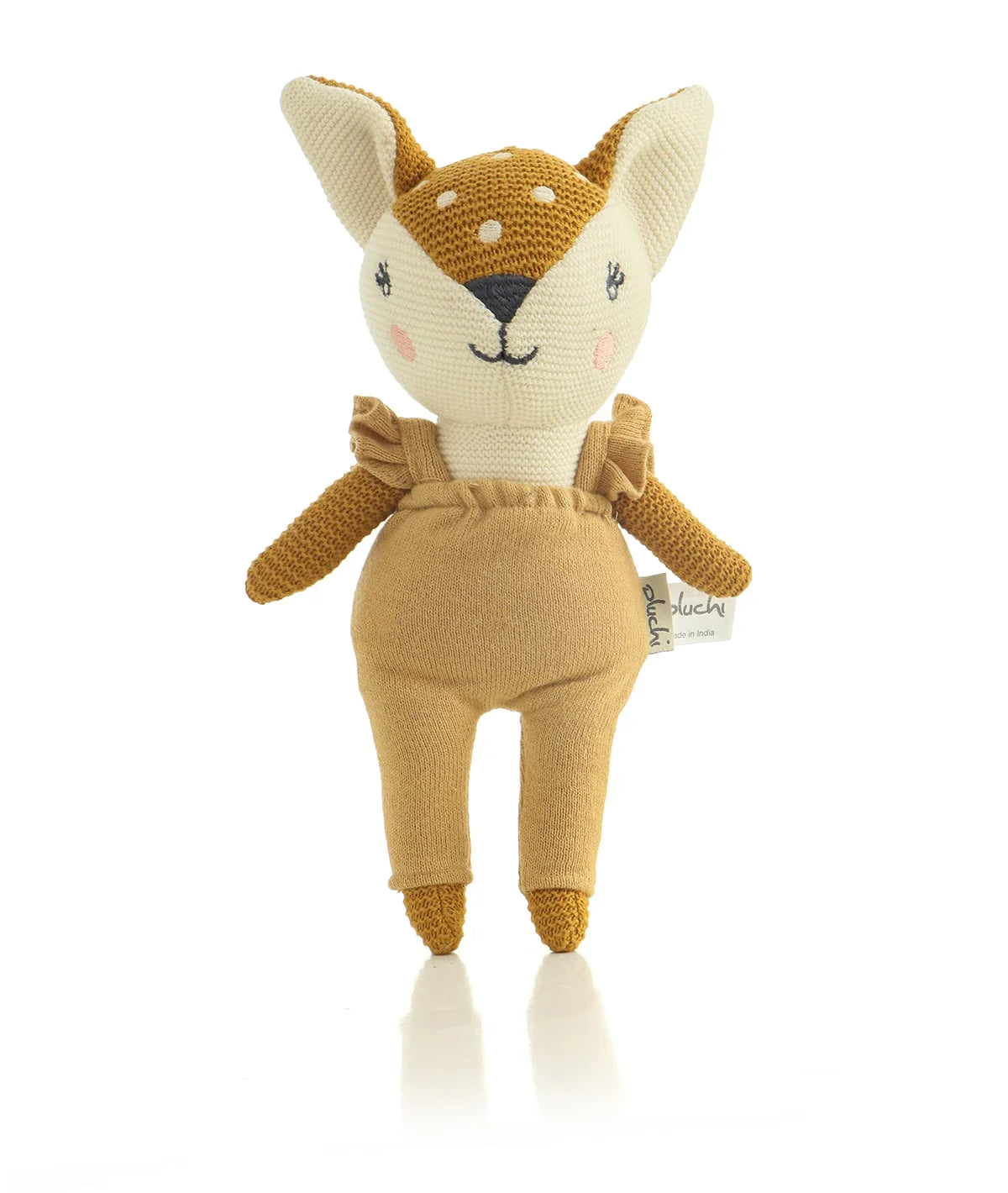 Classy Fox- Cotton Knitted Stuffed Soft Toy (Mustard & Ivory)